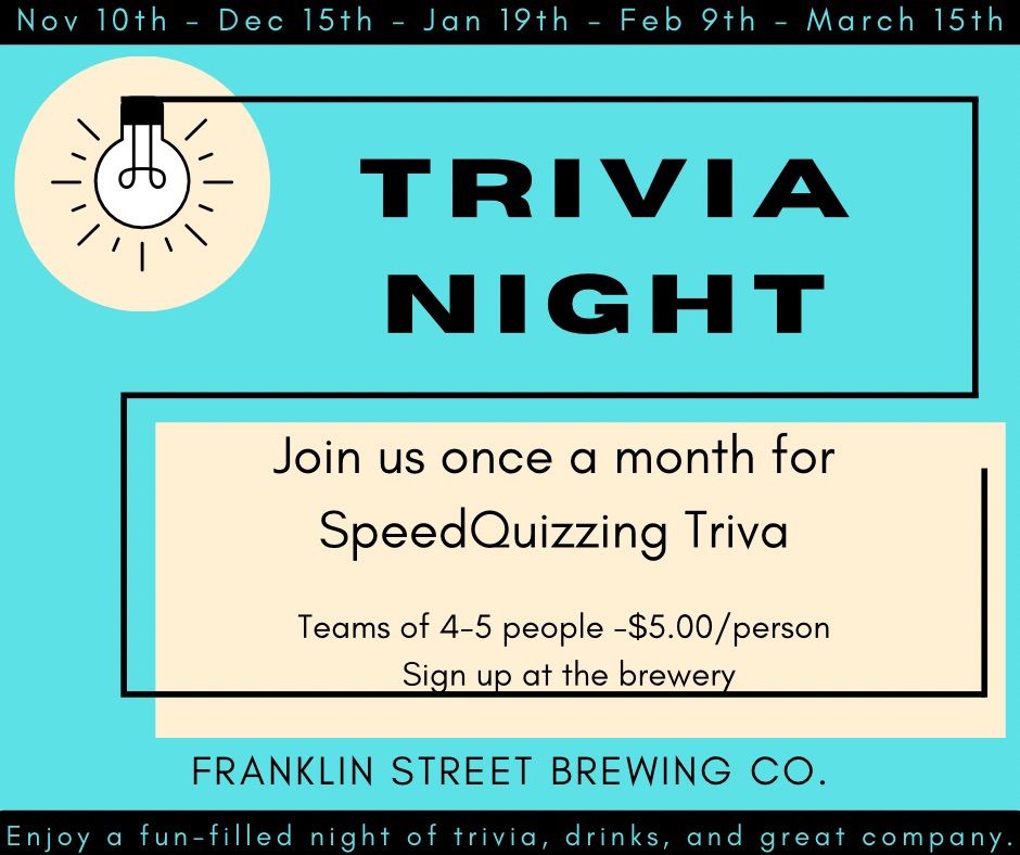 Trivia Night at the Brewery, Franklin Street Brewing Company ...