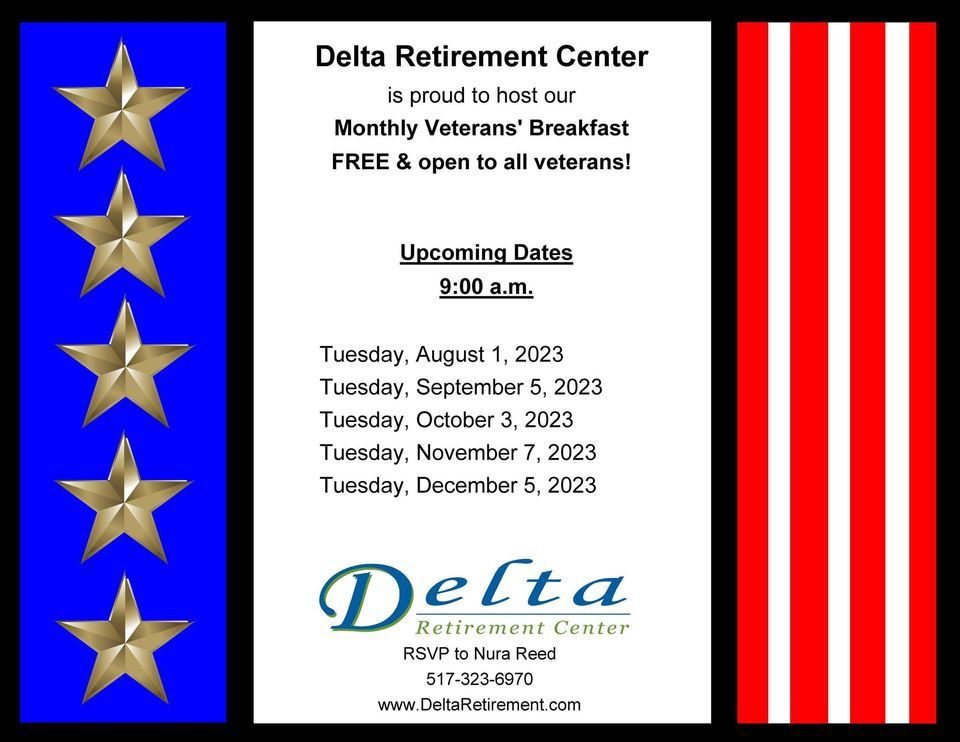 Monthly Free Veterans Breakfast, Delta Retirement Center, De Witt, 5 ...