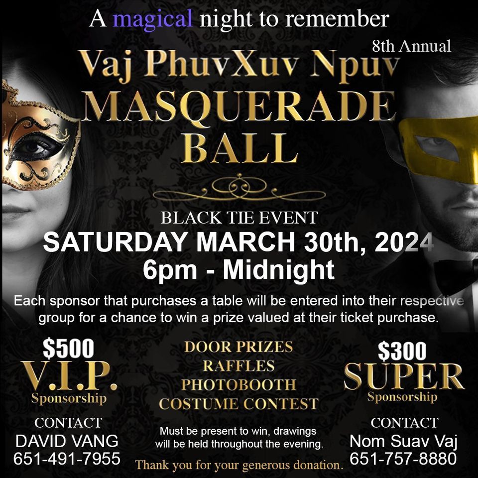 Masquerade Ball - Black Tie Event, Buasavanh Restaurant Banquet Hall ...