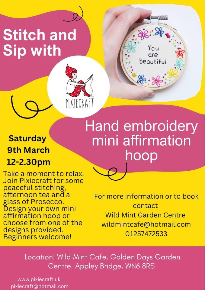 Stitch and sip with Pixiecraft , Golden Days Garden Centre - Wigan ...