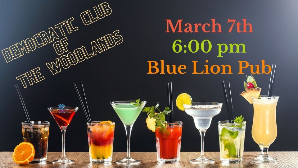 Social and Happy Hour, The Blue Lion Pub, The Woodlands, March 7 2023 ...
