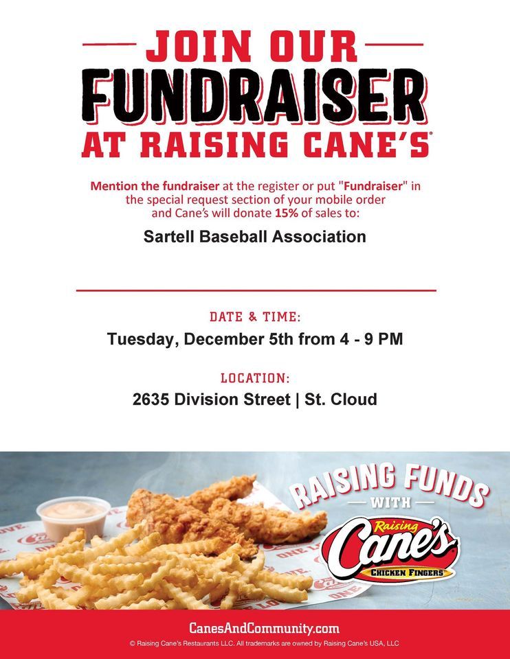 Raising Canes SBA Fundraiser, Raising Cane's (Saint Cloud, MN), Saint ...