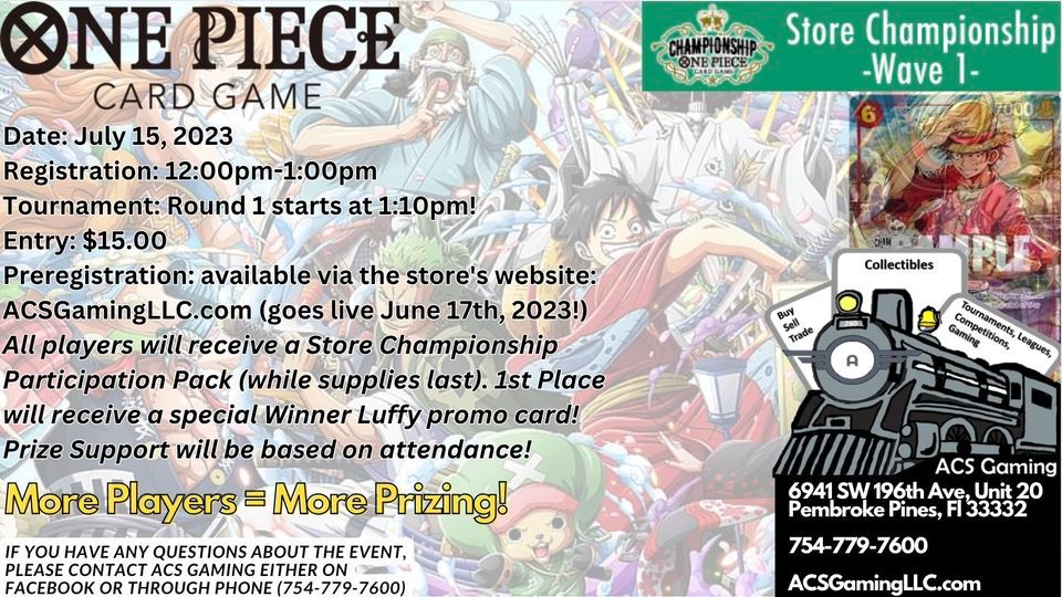 ONE PIECE Store Championship 2023 Wave 1 at ACS Gaming!, ACS Gaming ...