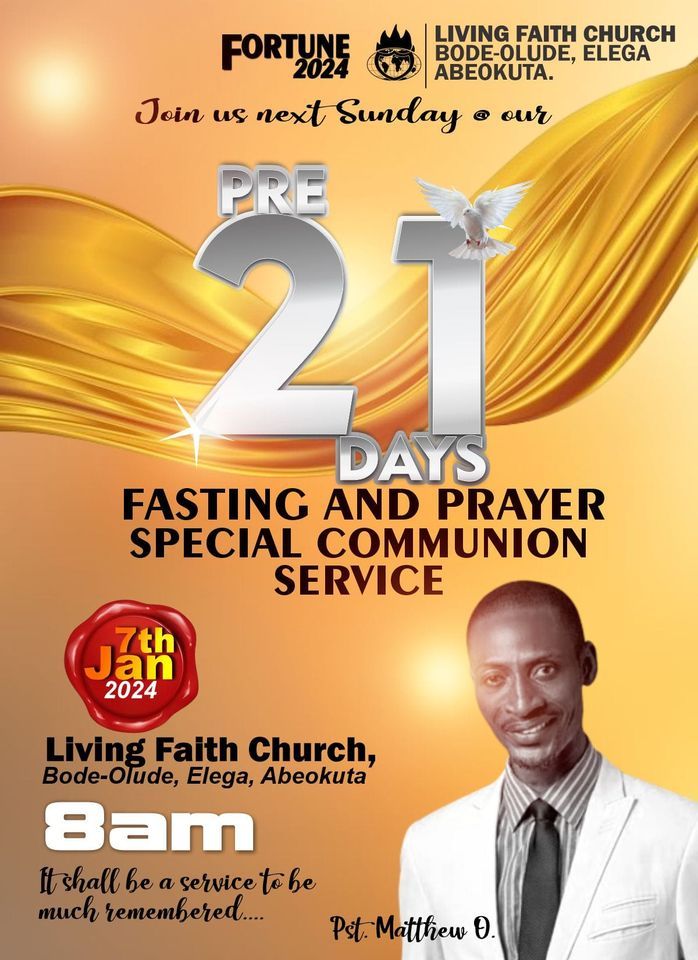 PRE 21 DAYS FASTING AND PRAYER COMMUNION SERVICE , Winners' Chapel Bode Olude, Lagos, 7 January ...
