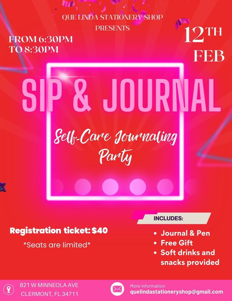 SIP & JOURNAL SELF-CARE JOURNALING PARTY, 821 W Minneola Ave Kiosk #4 ...