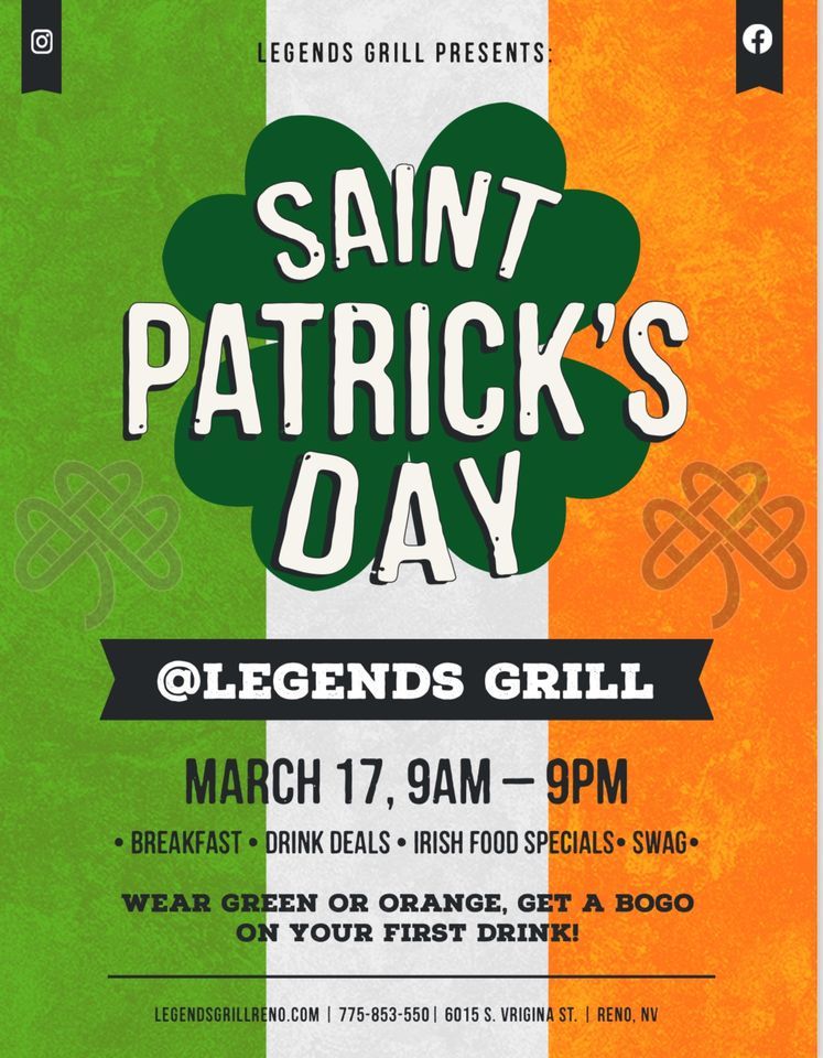 St Patrick’s Day @ Legends!, 6015 S Virginia St, Ste J, Reno, NV, 17 ...