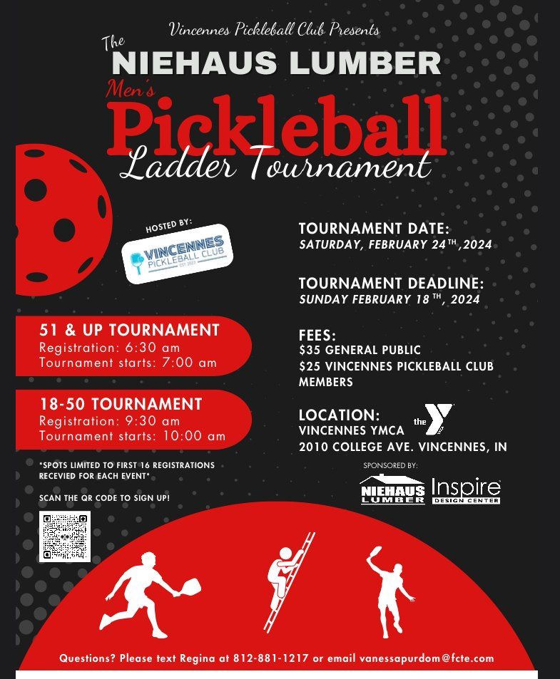 Mens Pickleball Ladder Tournament , 2010 College Ave, Vincennes, IN ...