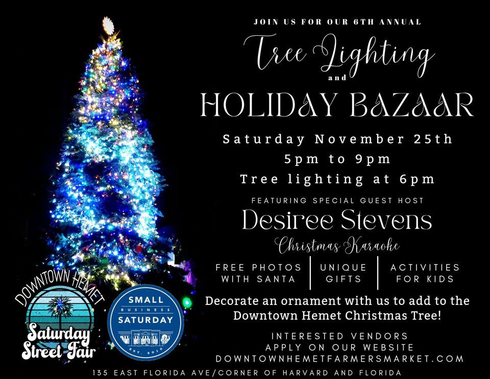 Annual Tree Lighting & Holiday Bazaar, Downtown Hemet Farmer's Market ...