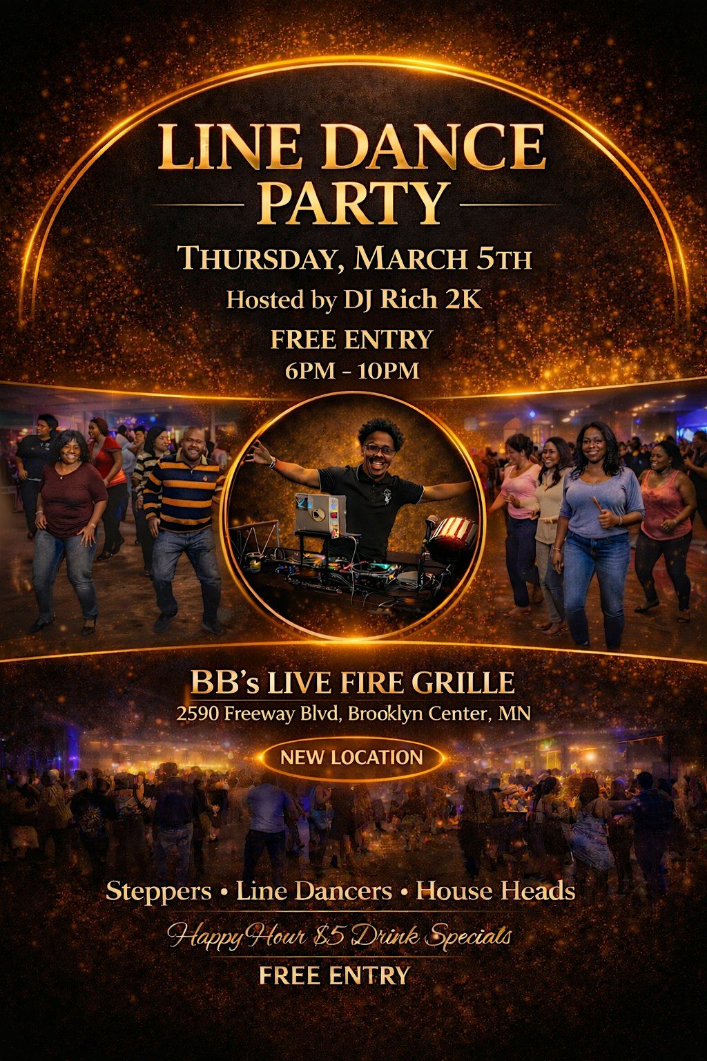 LINE DANCE PARTY, BB’s LIVE FIRE GRILLE, Brooklyn Center, 5 March to 2 ...