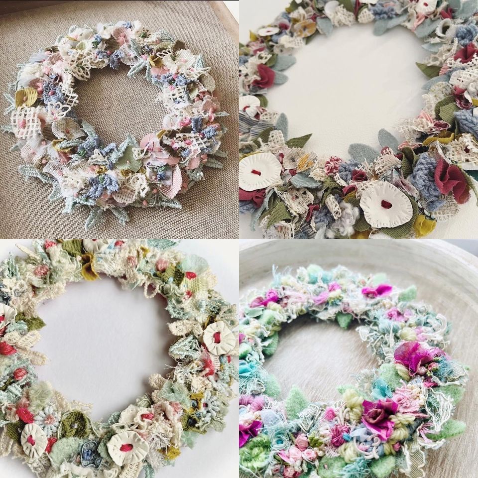 Emily Notman Embroidered Wreath, Ditzy Rose, Tattenhall, 24 March 2024 ...