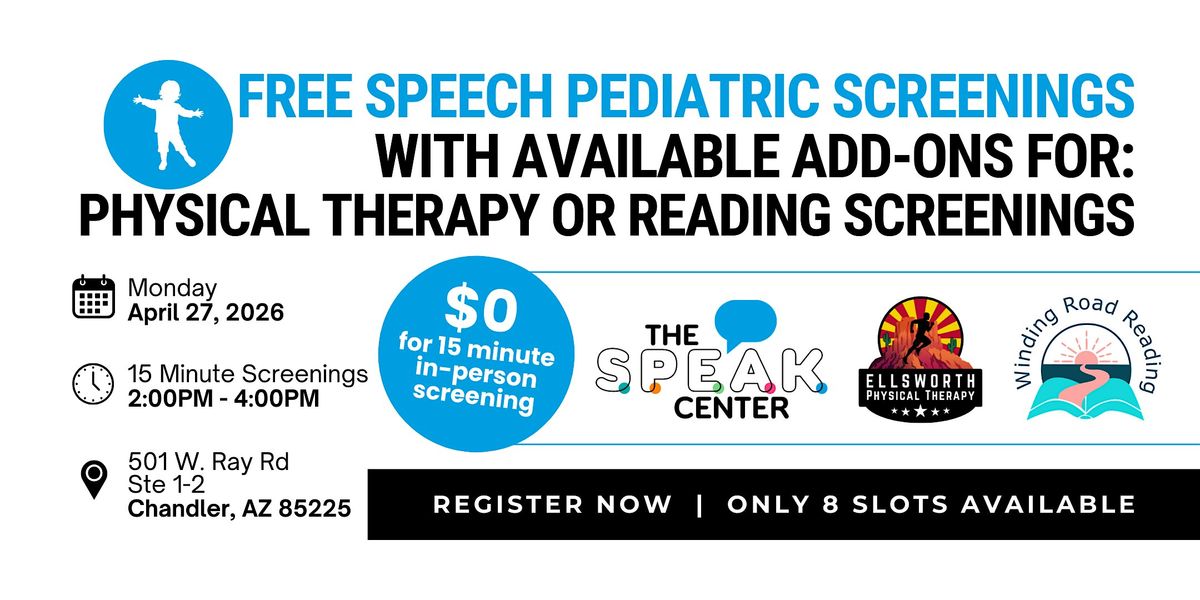 FREE Pediatric Speech Screening (with PT or Reading Screenings offered ...