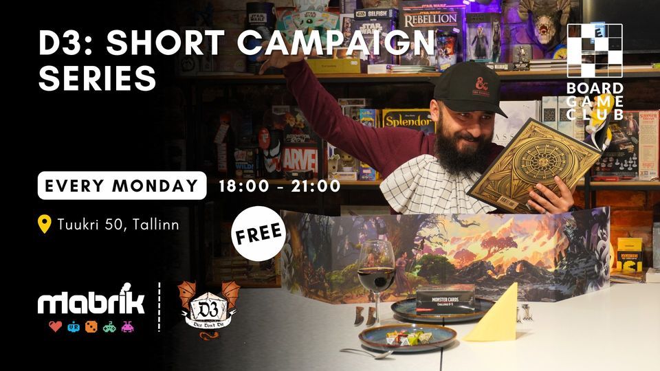 D3: Short Campaign Series, MABRIK | Lauamänguklubi, Tallinn, 29 January ...