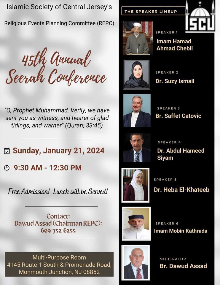 ISCJ Annual Seerah Conference 2024, Islamic Society of Central Jersey ...