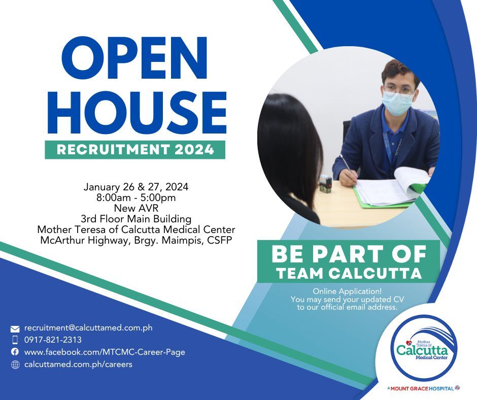OPEN HOUSE RECRUITMENT 2024, Mother Teresa of Calcutta Medical Center ...