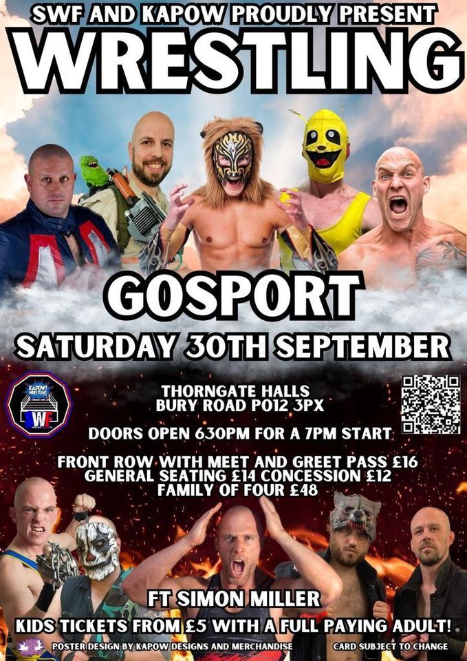 Live Wrestling back in Gosport , Thorngate Hall, Gosport, 30 September ...