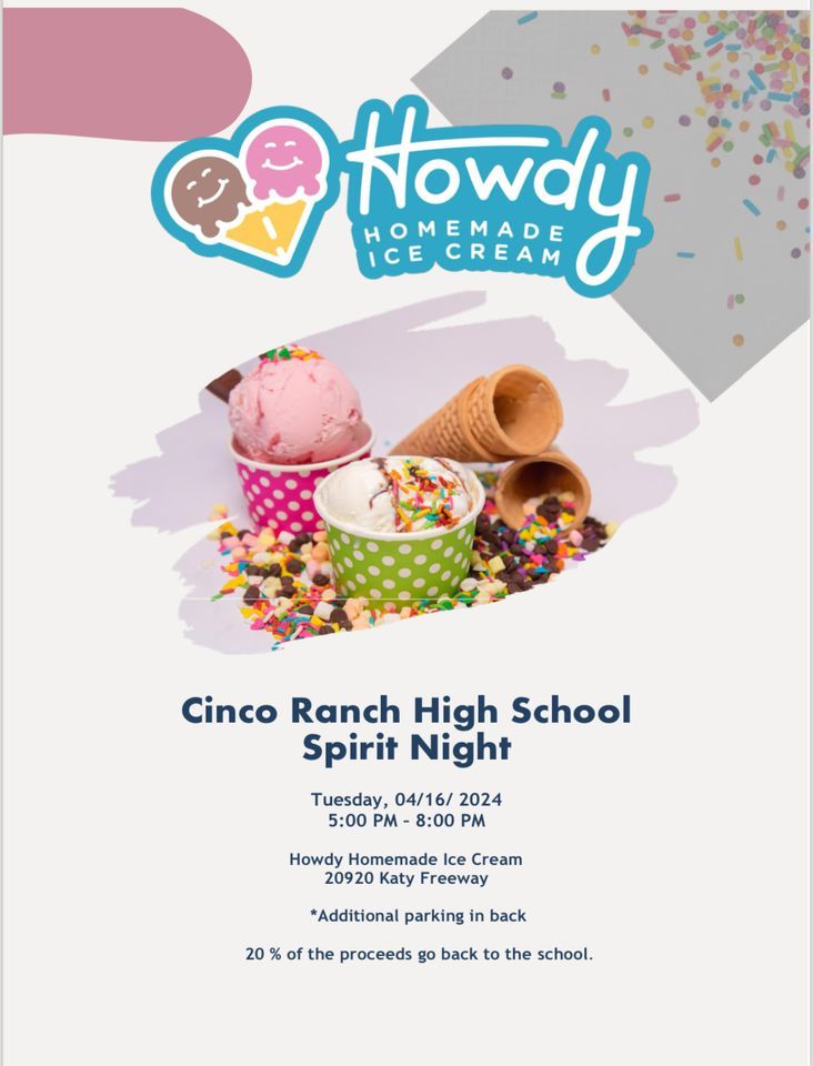 CRHS PTSA Spirit Night at Howdys!, 20920 Katy Fwy, Katy, TX 77449-6372 ...