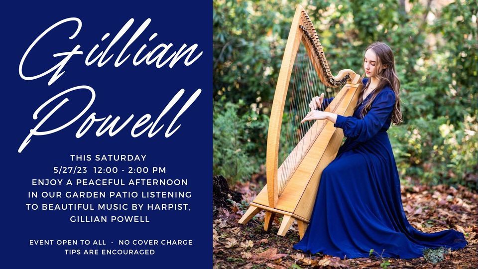 Harpist, Gillian Powell Plays in the Garden, Bloomsbury Blends Cafe ...