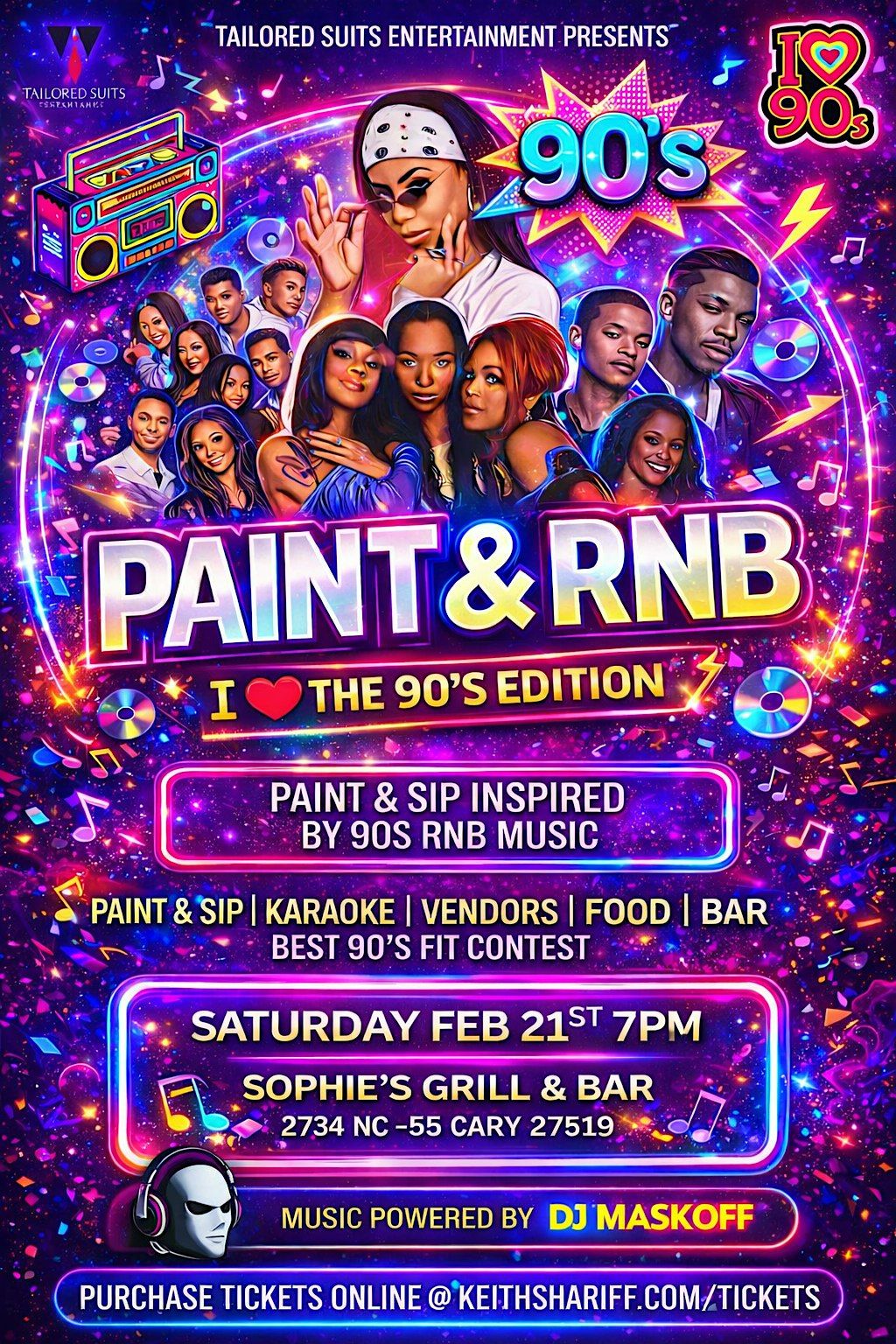 Paint & RNB I Love the 90s Edition (Paint & Sip), Sophie's Grill And ...