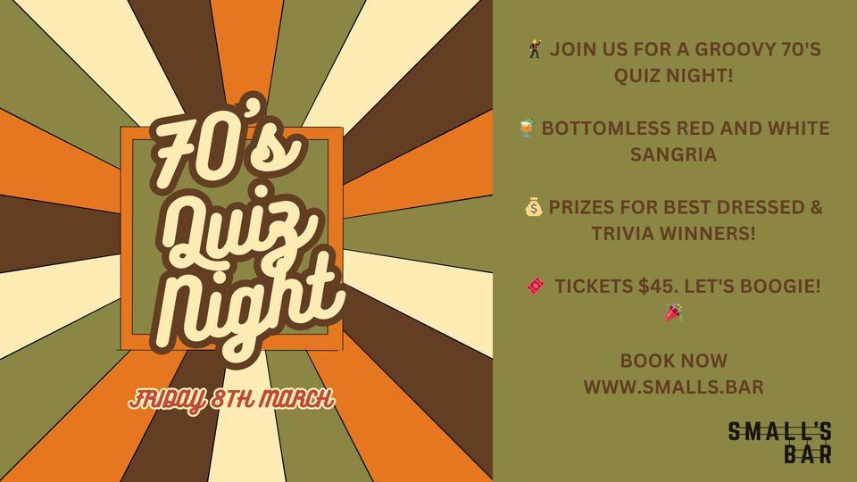70s Quiz Night, Small's Bar, East Bunbury, March 8 2024 | AllEvents.in