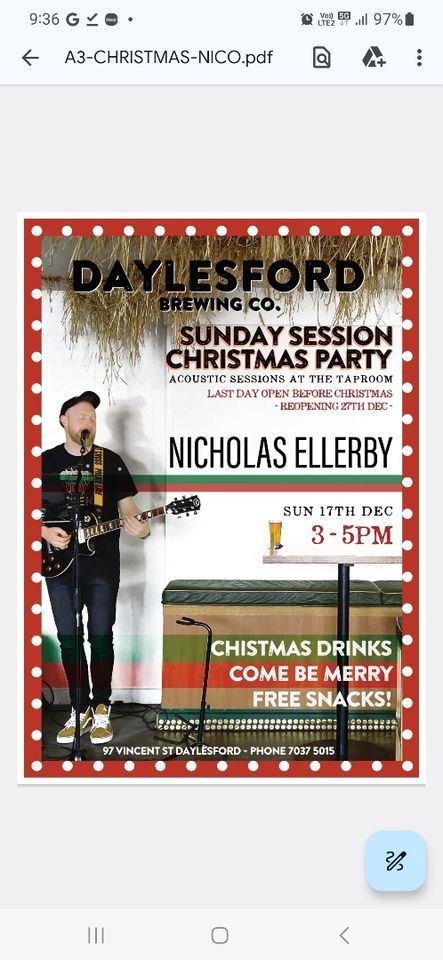 Sunday Session Christmas Party - Nicholas Ellerby (solo), Daylesford ...