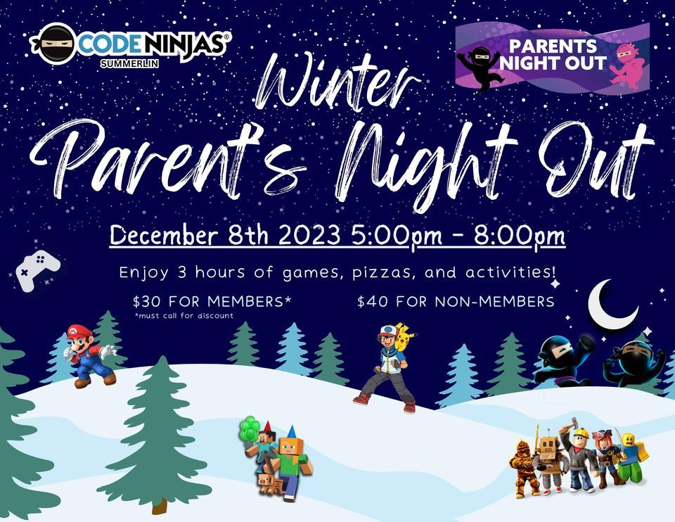 Holiday Parents Night Out, Code Ninjas, Blue Diamond, 8 December 2023 ...