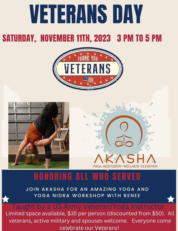 Veterans day yoga and yoga nidra workshop, Akasha Yoga Corpus Christi ...