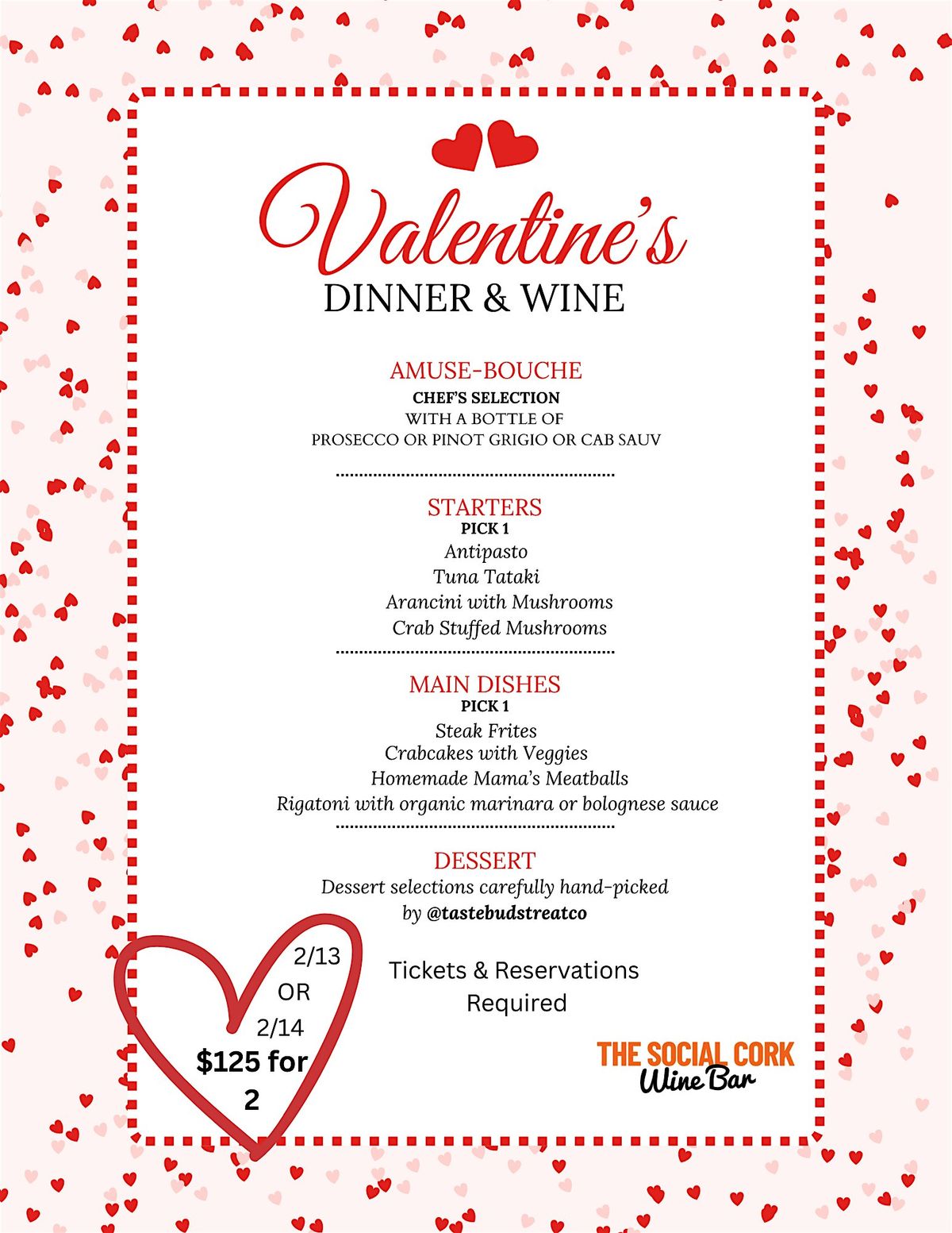 Valentine’s Dinner & Wine at The Social Cork, The Social Cork Wine Bar ...
