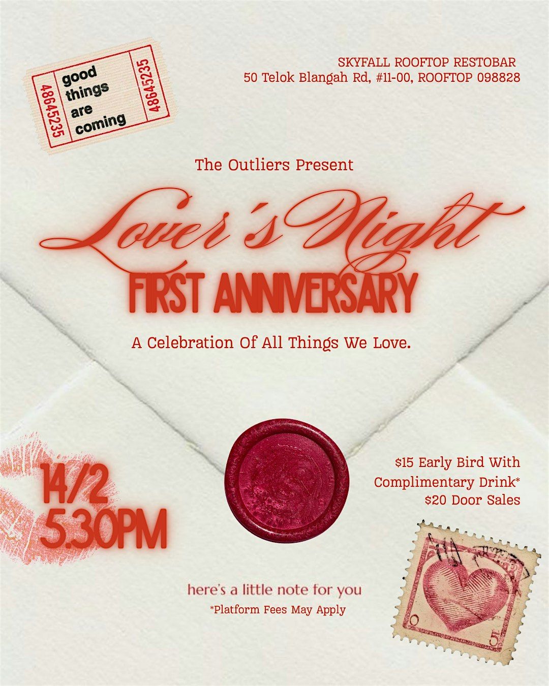 Lovers Night: First Anniversary, SKYFALL ROOFTOP RESTROBAR SINGAPORE ...