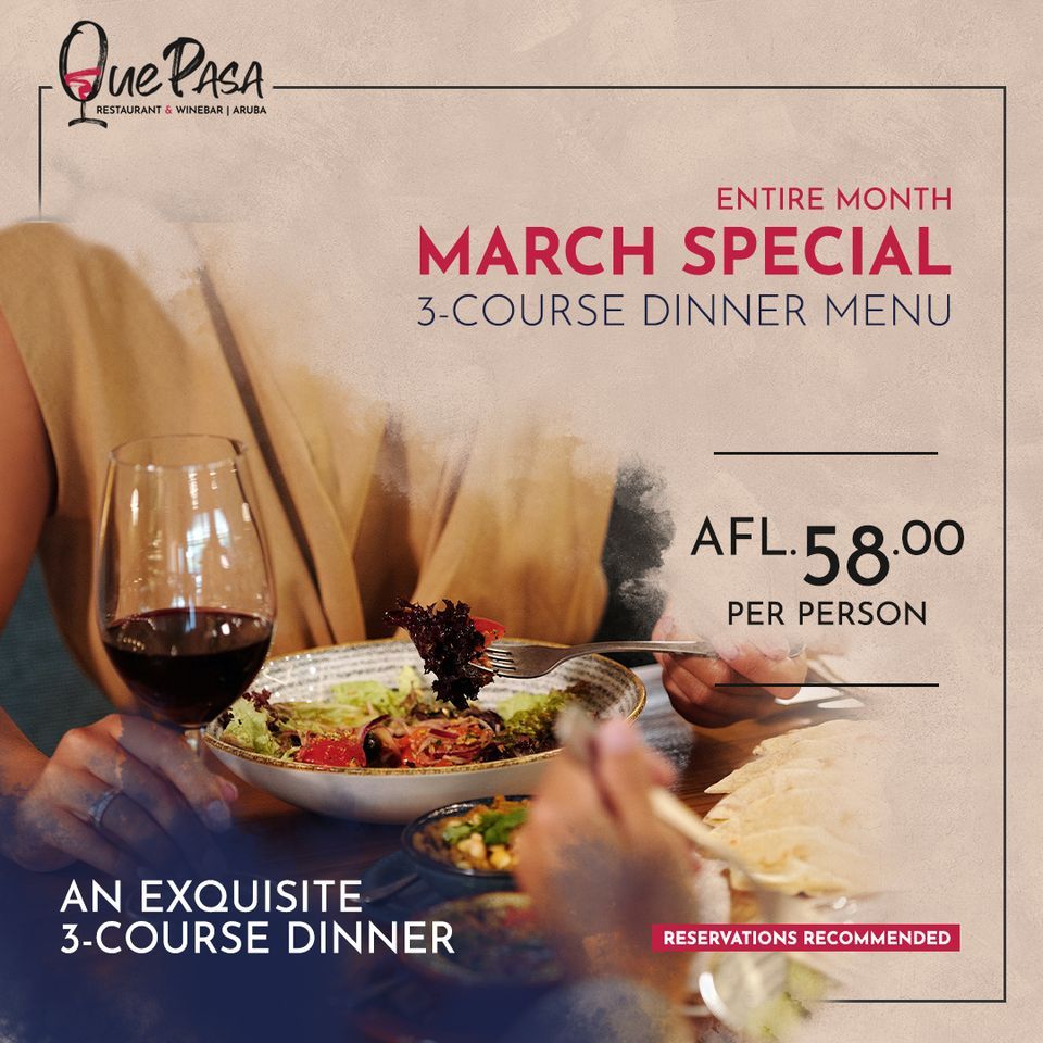 March Special Menu (Afl.58p/p), Wilhelminastraat 18, 0000 Oranjestad ...