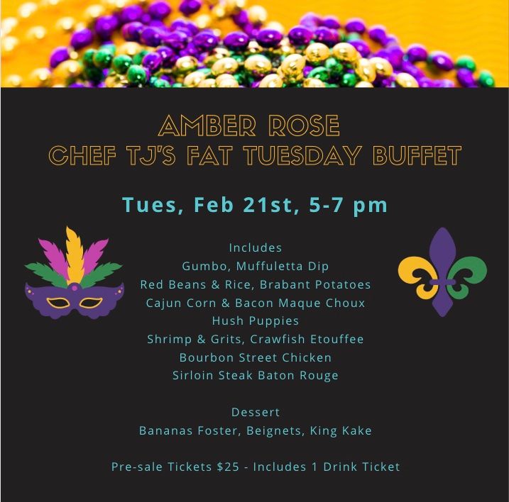 Chef TJS Fat Tuesday appetizer buffet, Amber Rose Restaurant and ...