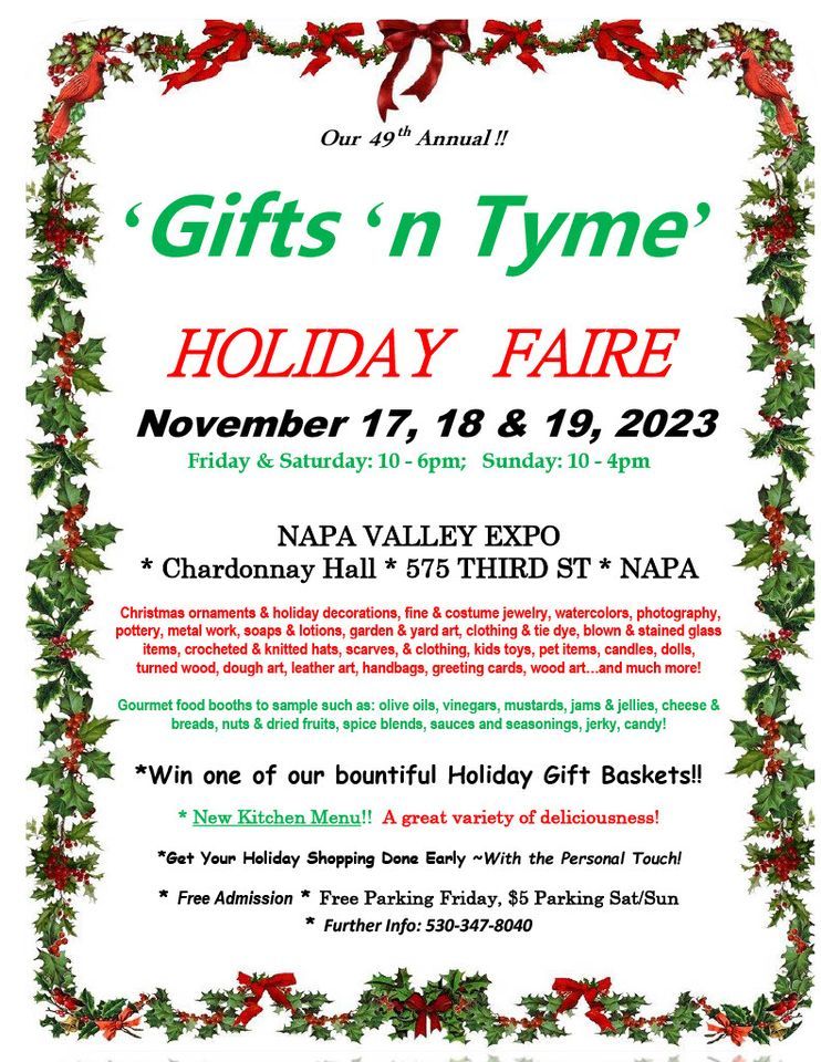 Napa Gifts N Tyme Holiday Faire, Napa Valley Exposition, November 17 to ...