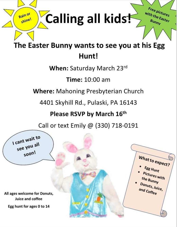 Easter Egg Hunt, Mahoning Presbyterian Church, Lowellville, 23 March 2024 | AllEvents.in