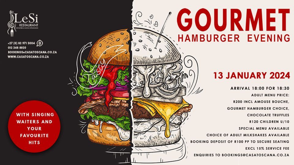 Gourmet Hamburger themed evening, LeSi Restaurant, Pretoria, 13 January ...
