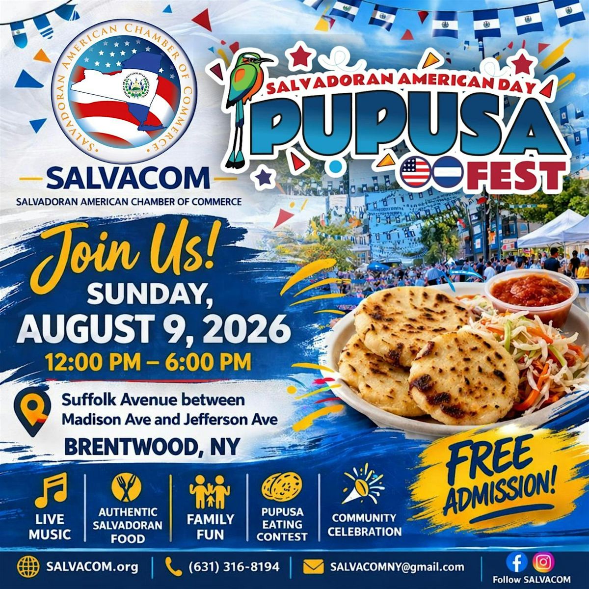 Salvadoran American Day "Pupusa Fest" 2026, 651 Suffolk Ave, Brentwood ...
