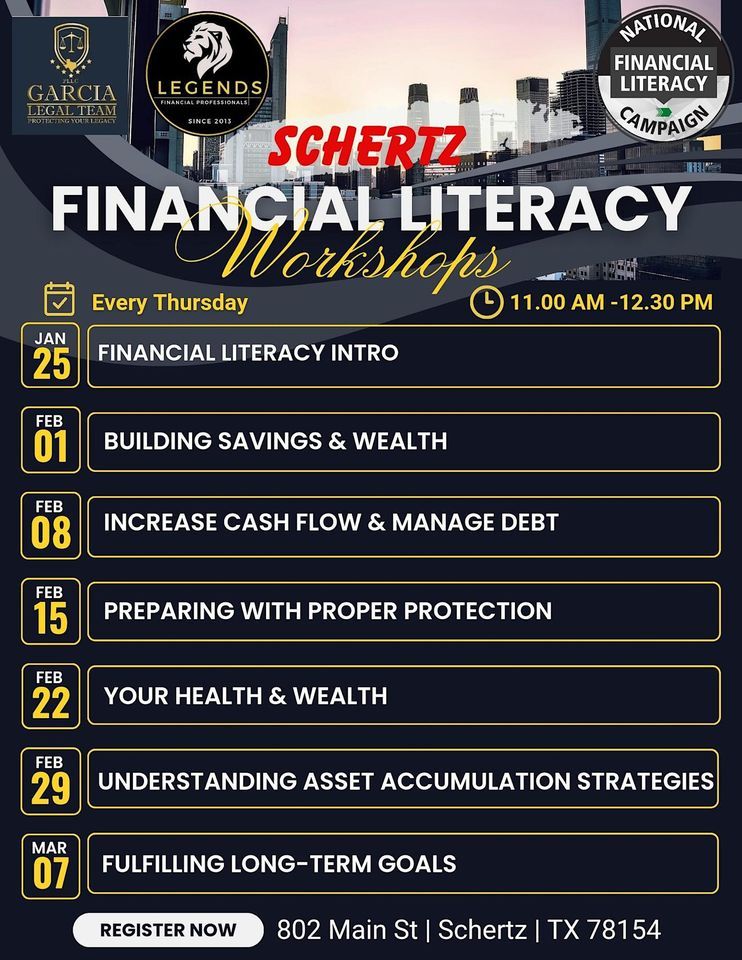 SCHERTZ FINANCIAL LITERACY WORKSHOPS, 802 Main Street,Schertz,78154,US, January 25 2024 ...