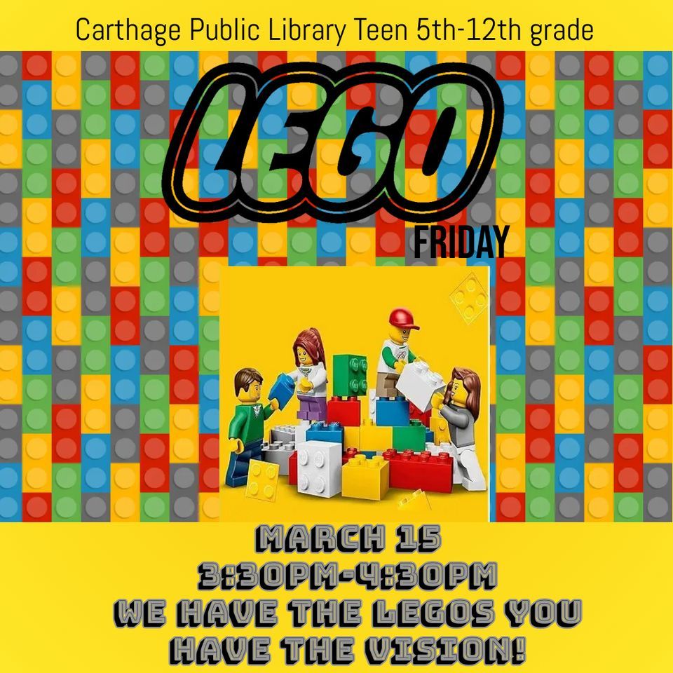 Lego Friday 5th-12th Grades, 500 Wabash Avenue, Carthage, IL, United ...