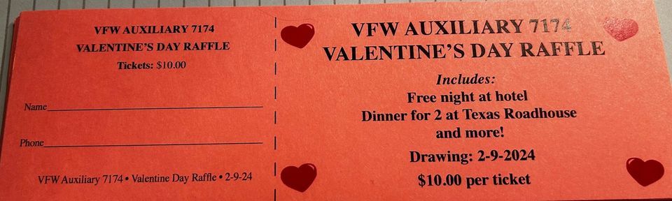 VFW 7174 Auxiliarys Valentines Day Gift Basket Raffle, VFW Post 7174 ...
