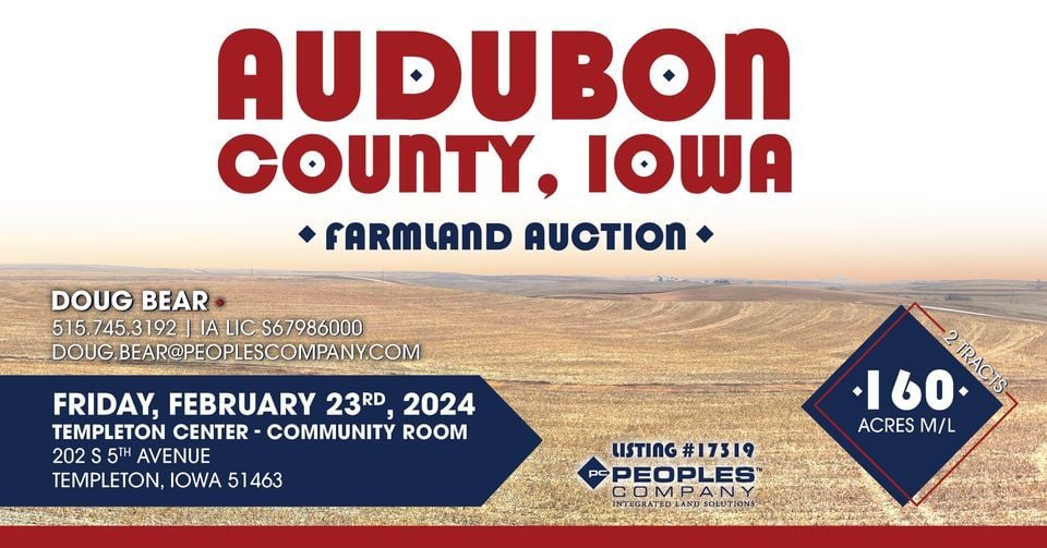 160 Acres M/L in Audubon County, IA, Templeton Center, February 23 2024 ...