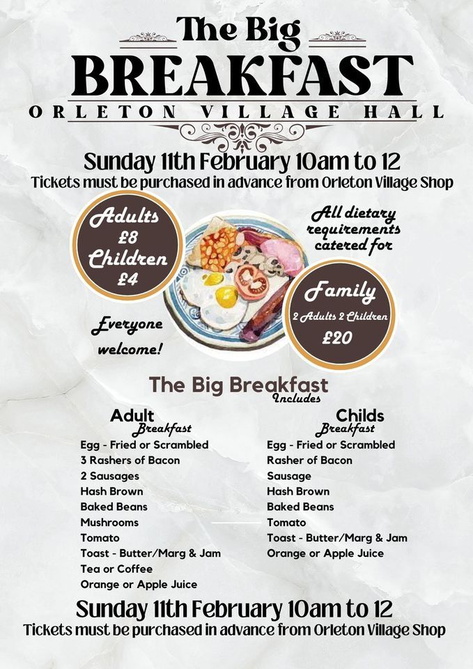 The Big Breakfast - February, Orleton Village Hall, Ludlow, February 11 ...