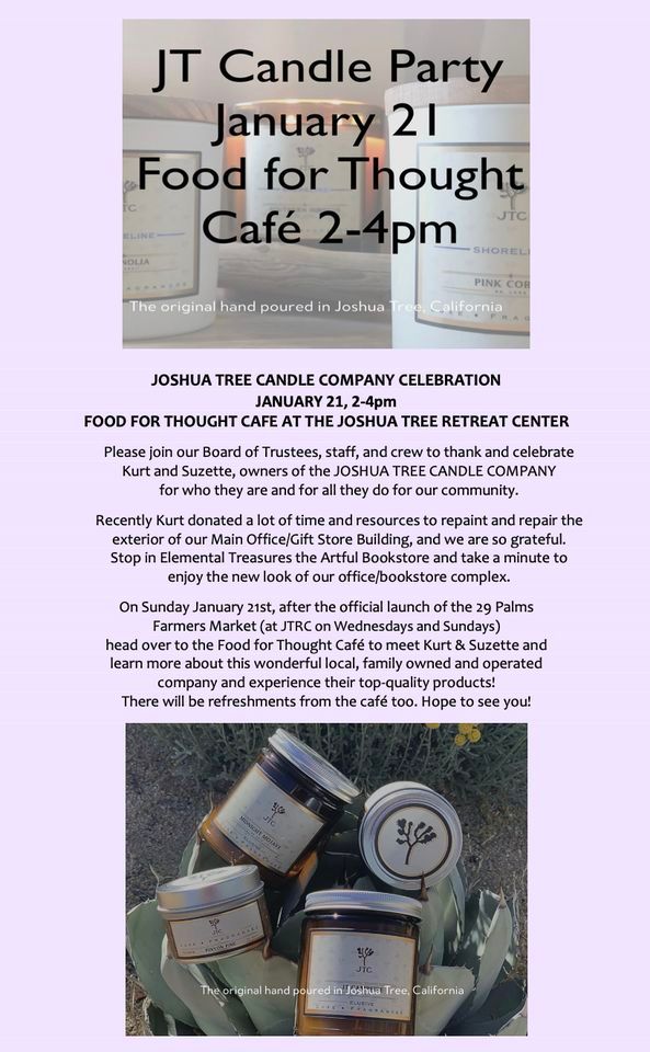 JT Candle Party , Food for Thought Cafe, Joshua Tree, 21 January 2024 ...