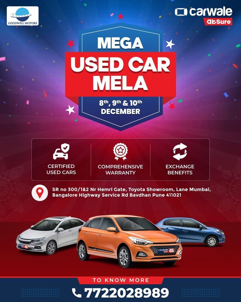 Mega Used Car Mela, Goodwill Motors, Hyderabad, 8 December to 10 ...
