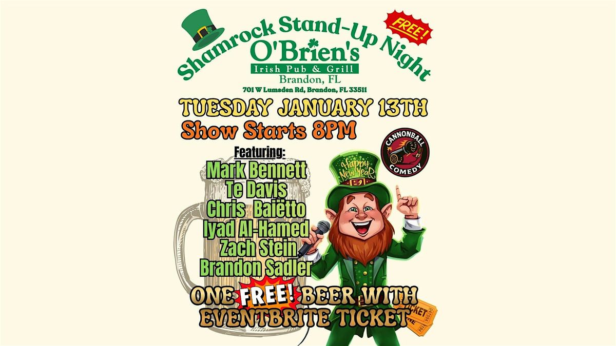 Shamrock Stand-up Night @ OBriens, 1/13, O’Brien’s Irish Pub & Grill ...