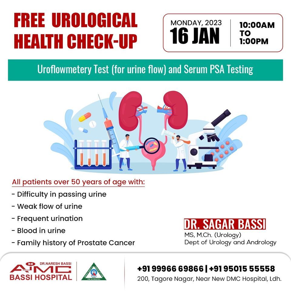 Free urological health check up , AIMC Bassi Hospital, Ludhiana, 16 ...