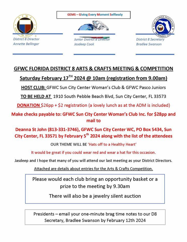 GFWC Florida District 8 Arts & Crafts Meeting & Competition, 1910 ...