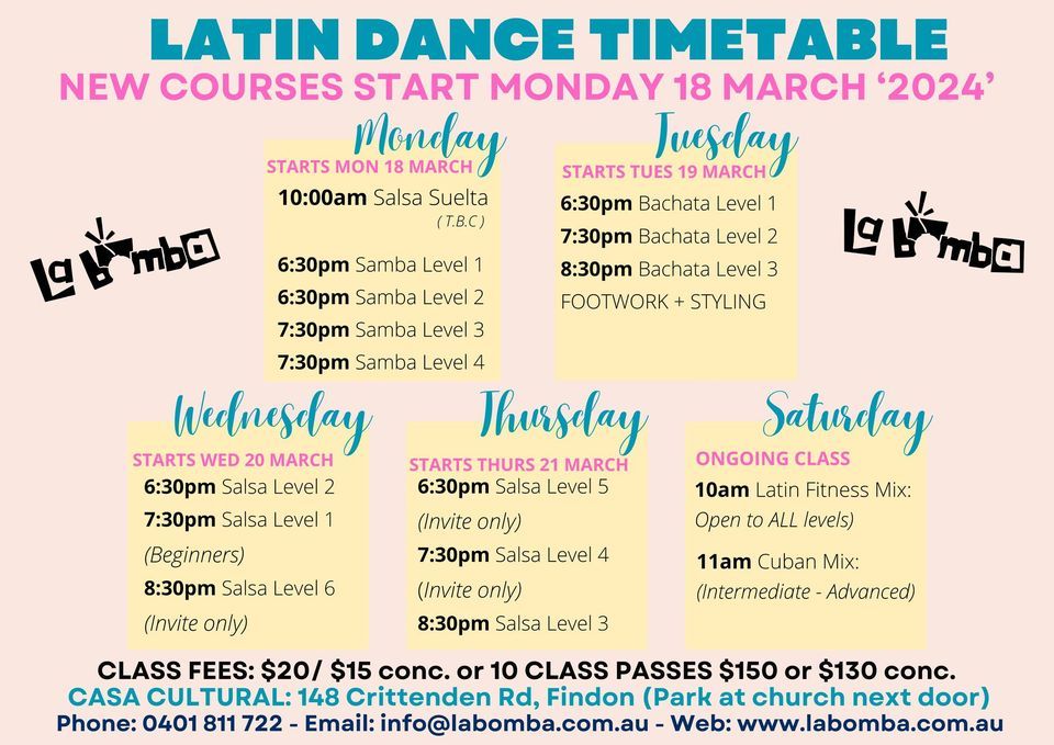 Latin Dance Classes with LA BOMBA , La Bomba - Latin dance classes ...