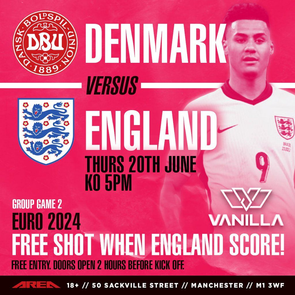 England vs Denmark - Euros 2024 - Live Screening, Area Manchester, 20 ...