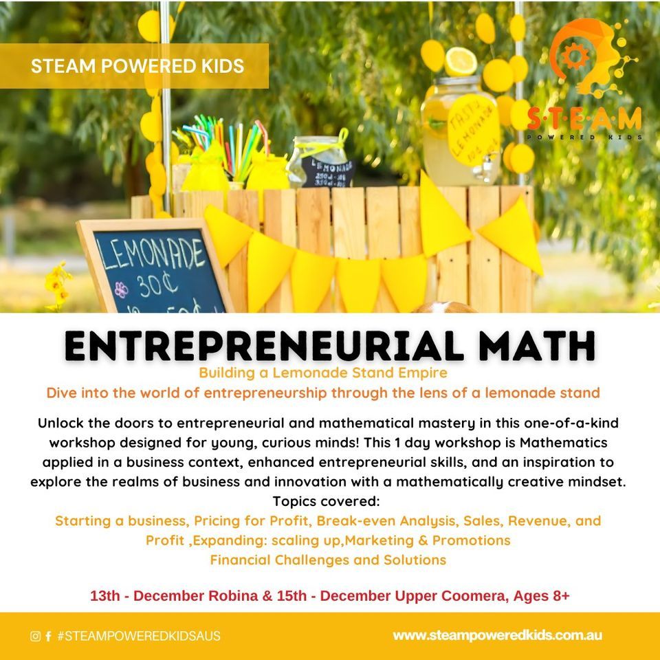 Entrepreneurial Math Workshop for Kids, Robina Community Centre, Robina ...