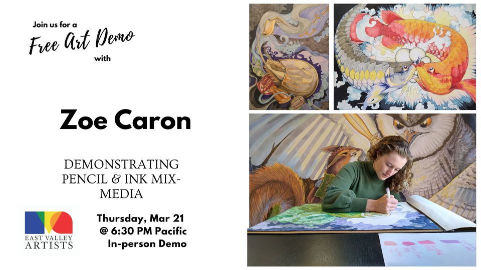Pencil/Ink art demonstration by artist Zoe Caron, 5301 McKee Rd, San ...