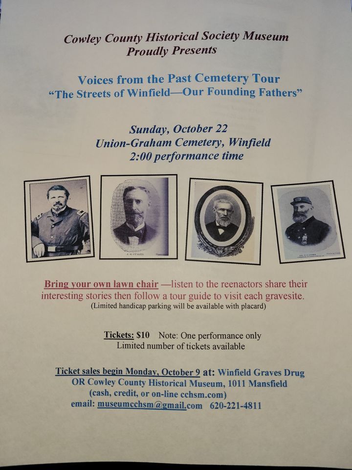 Voices from the Past Cemetery Tour: "The Streets of Winfield-Our ...