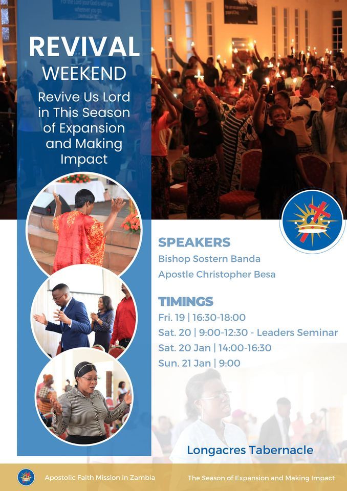 REVIVAL SERVICE, Apostolic Faith Mission In Zambia Longacres Tabernacle, Lusaka, 21 January 2024 ...